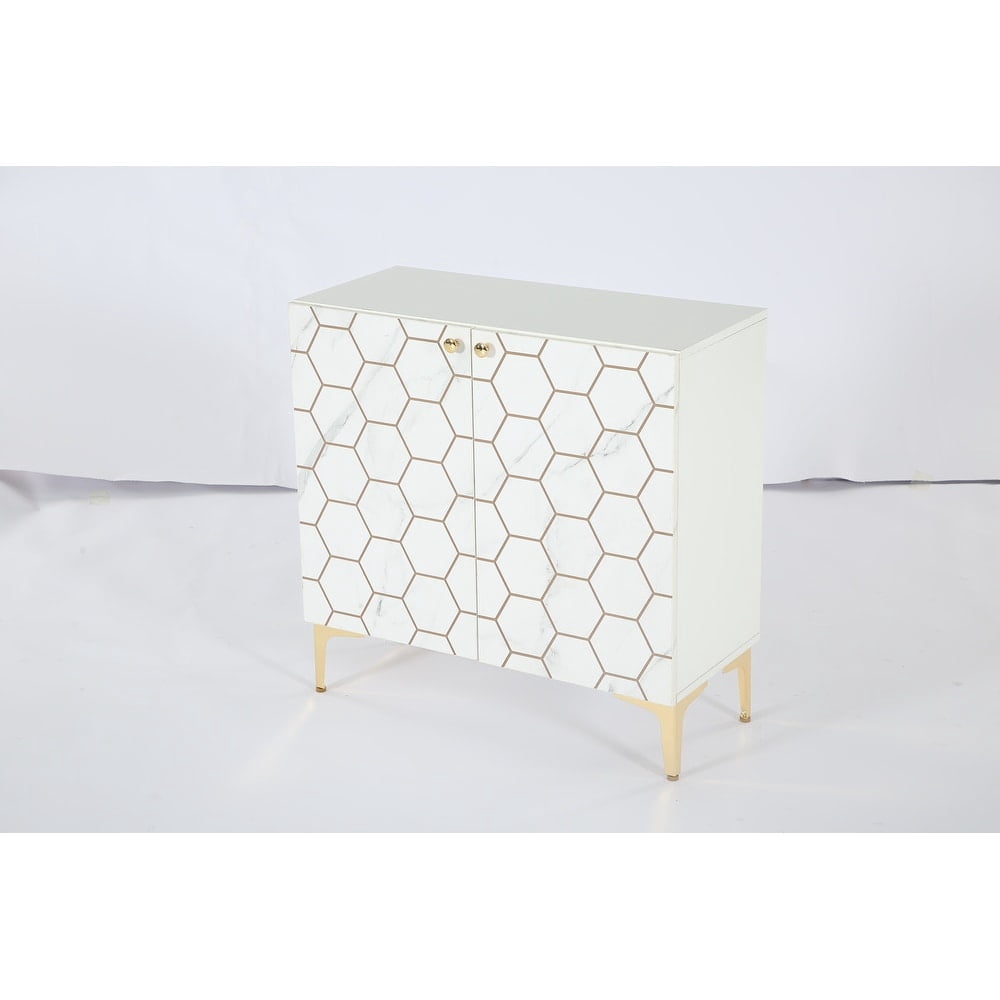 Tribesigns 31.5 Inche Buffet Cabinet Set of 2, Modern Hexagon Pattern ...