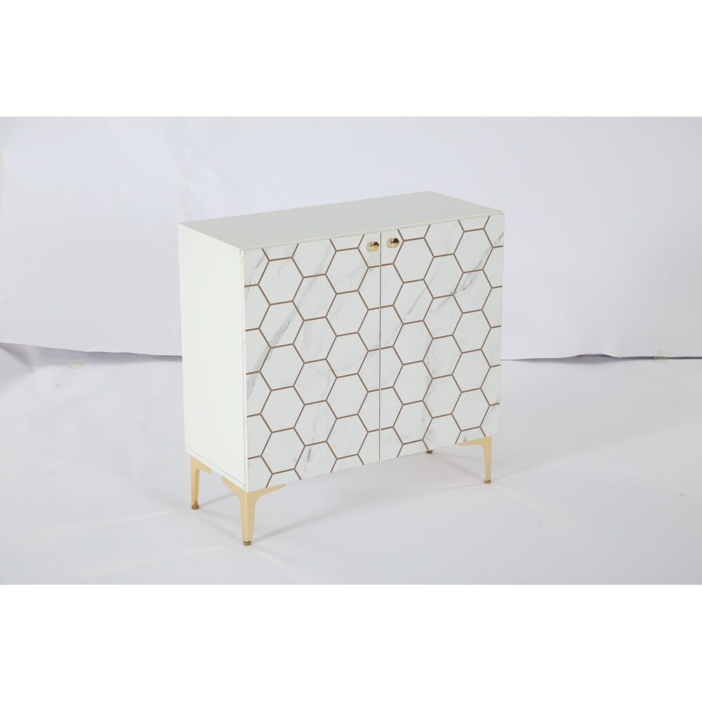 Tribesigns 31.5 Inche Buffet Cabinet Set of 2, Modern Hexagon Pattern ...