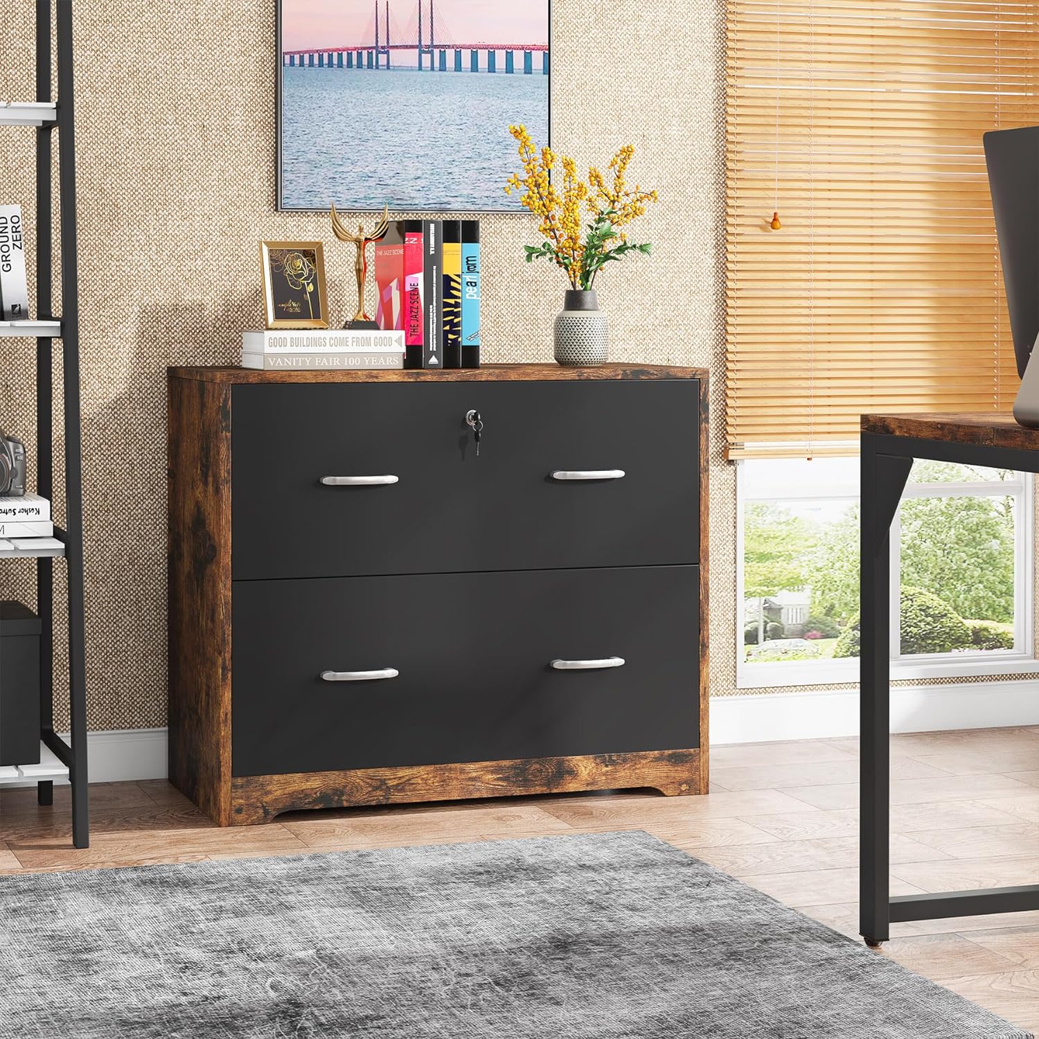 Tribesigns 31.5" Wood Storage Cabinet, Large Filing Cabinet for Hanging ...