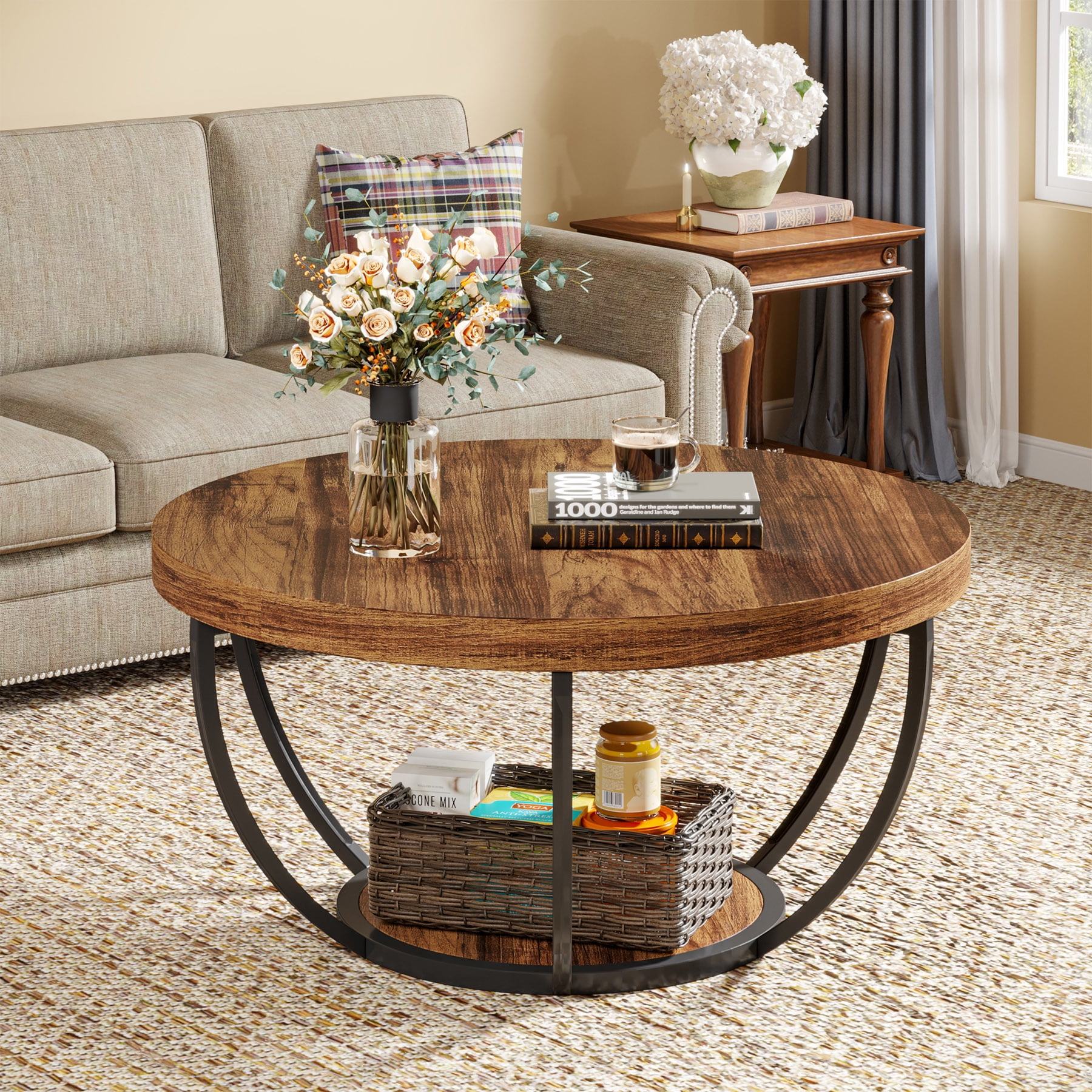Tribesigns 32 Inches Round Coffee Table, Modern 2-Tier Center Table ...