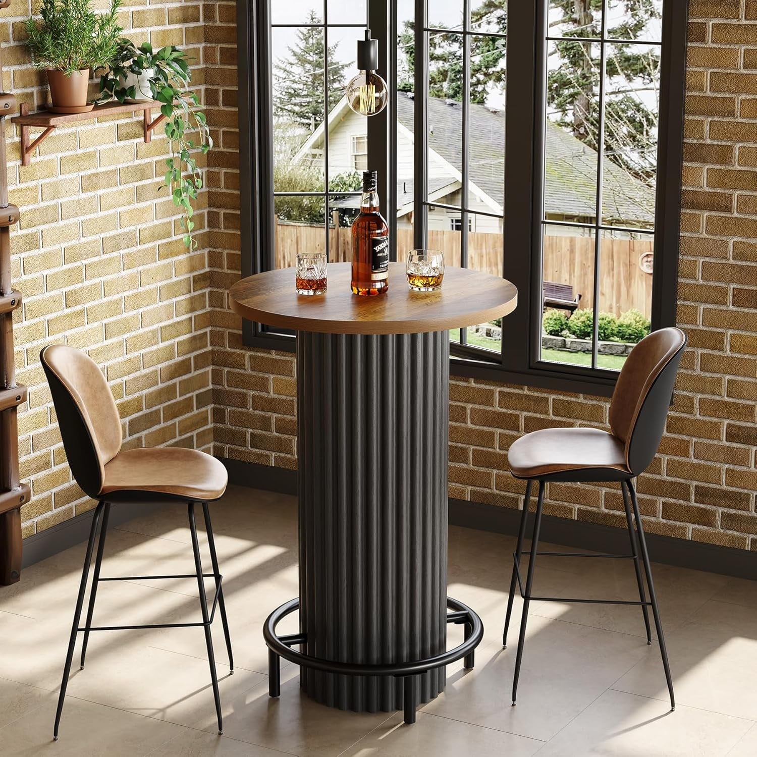 Tribesigns 39.4" H Round Bar Table, Wooden Bistro Pub Table, Small Pub ...