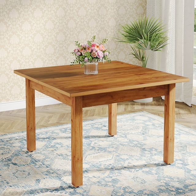 Tribesigns 39.4 Inches Square Dining Table for 4, Oak Finish Top, Solid ...