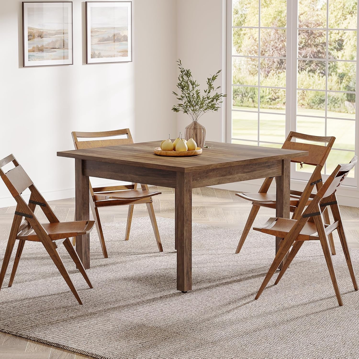 Finmind 39.4 Inches Square Dining Table for 4 People, Wooden Kitchen ...