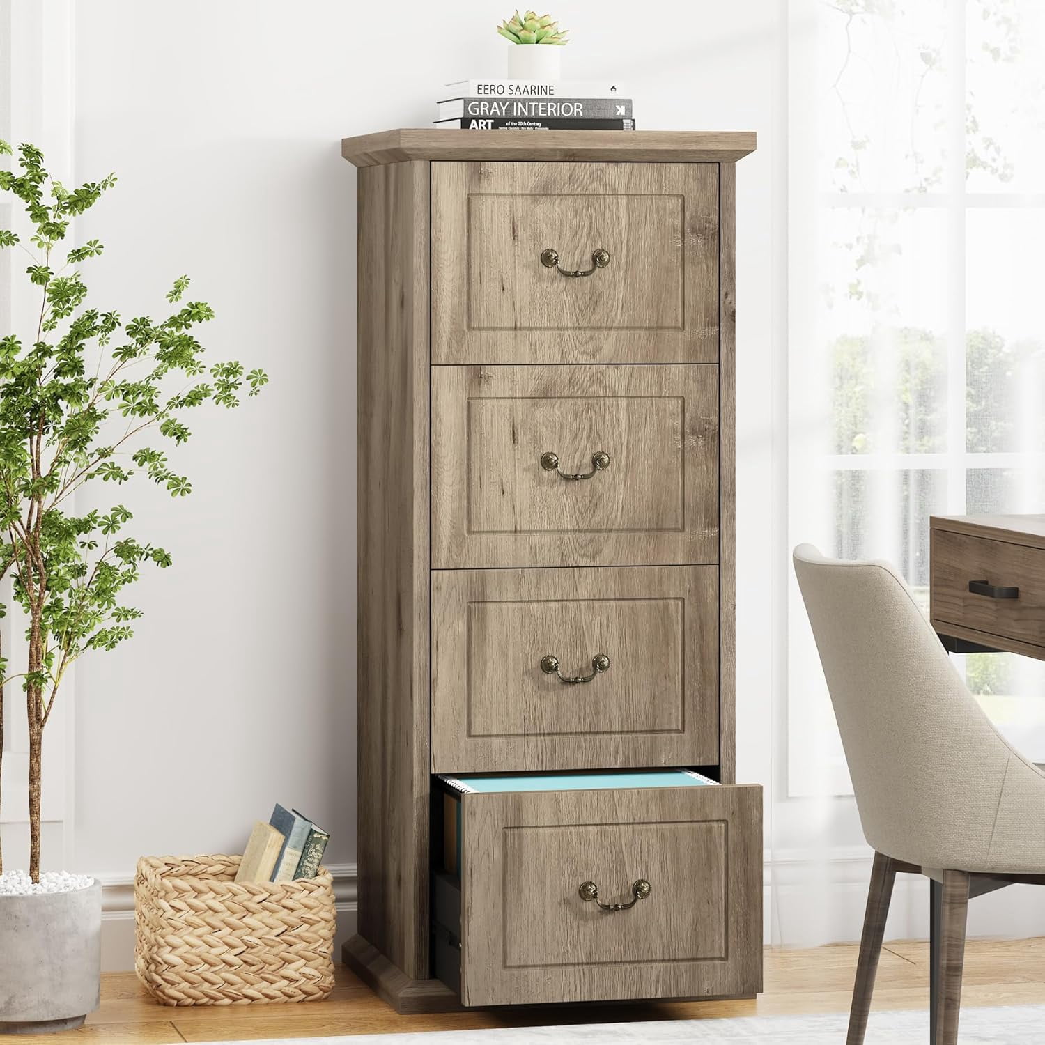 Tribesigns 4-Drawer File Cabinet Filing Cabinet with Lock, Vertical ...