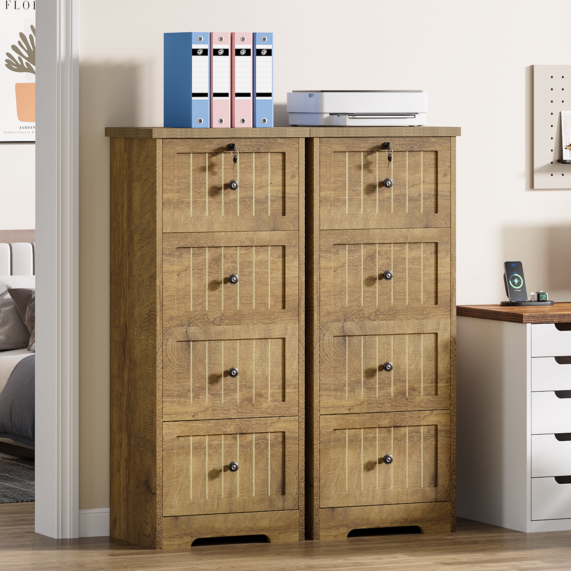 Tribesigns 4-Drawer Vintage Filing Cabinet, Vertical File Cabinet Home ...