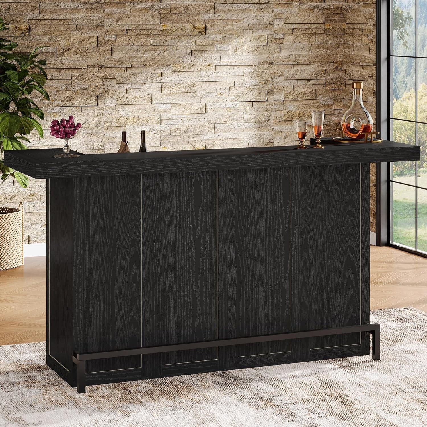 Tribesigns 4-Tier Bar Table, 70.9-Inch Large Wooden Home Bar Unit with ...