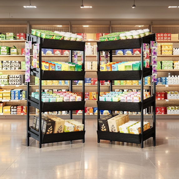 Tribesigns 4-Tier Retail Display Rack, Wooden Snack Candy Stand, Store ...