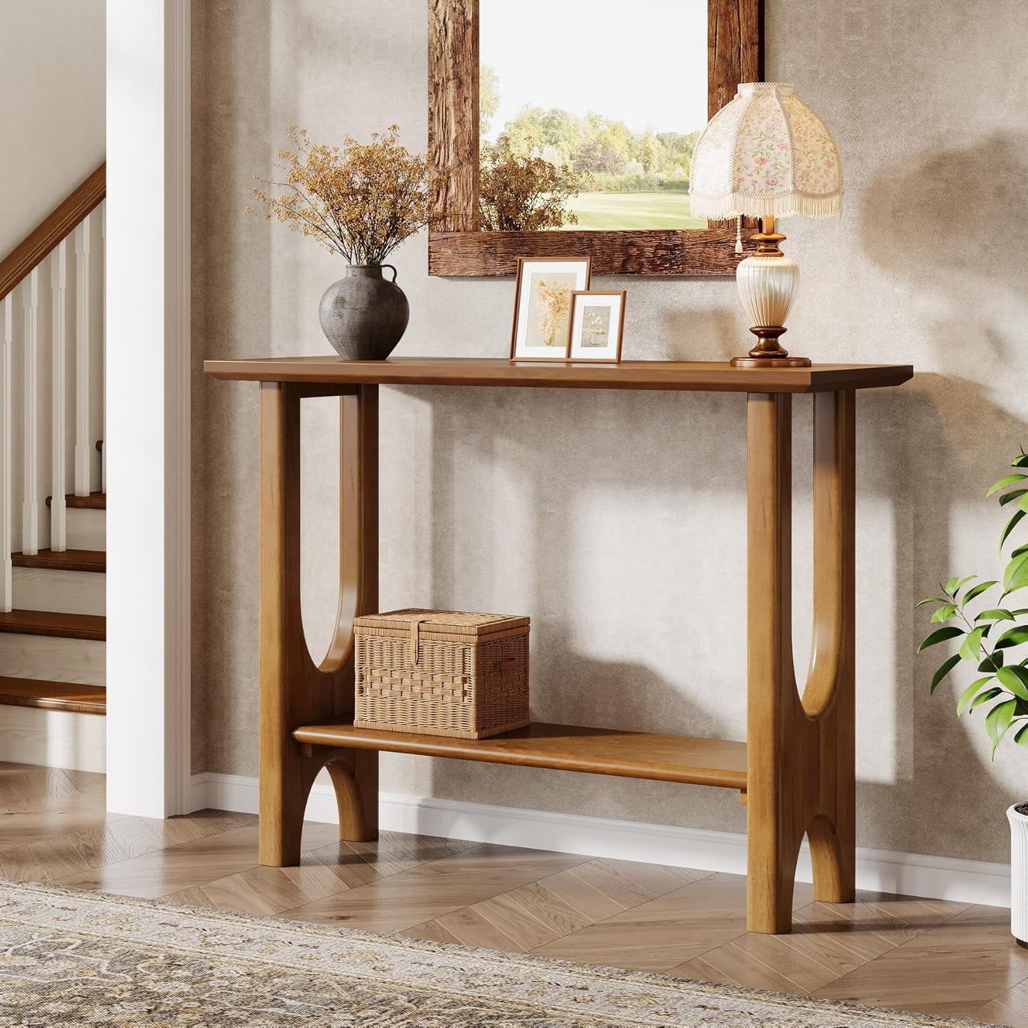Tribesigns 41.34-Inch Console Table with Solid Wood Legs, Mid-Century ...