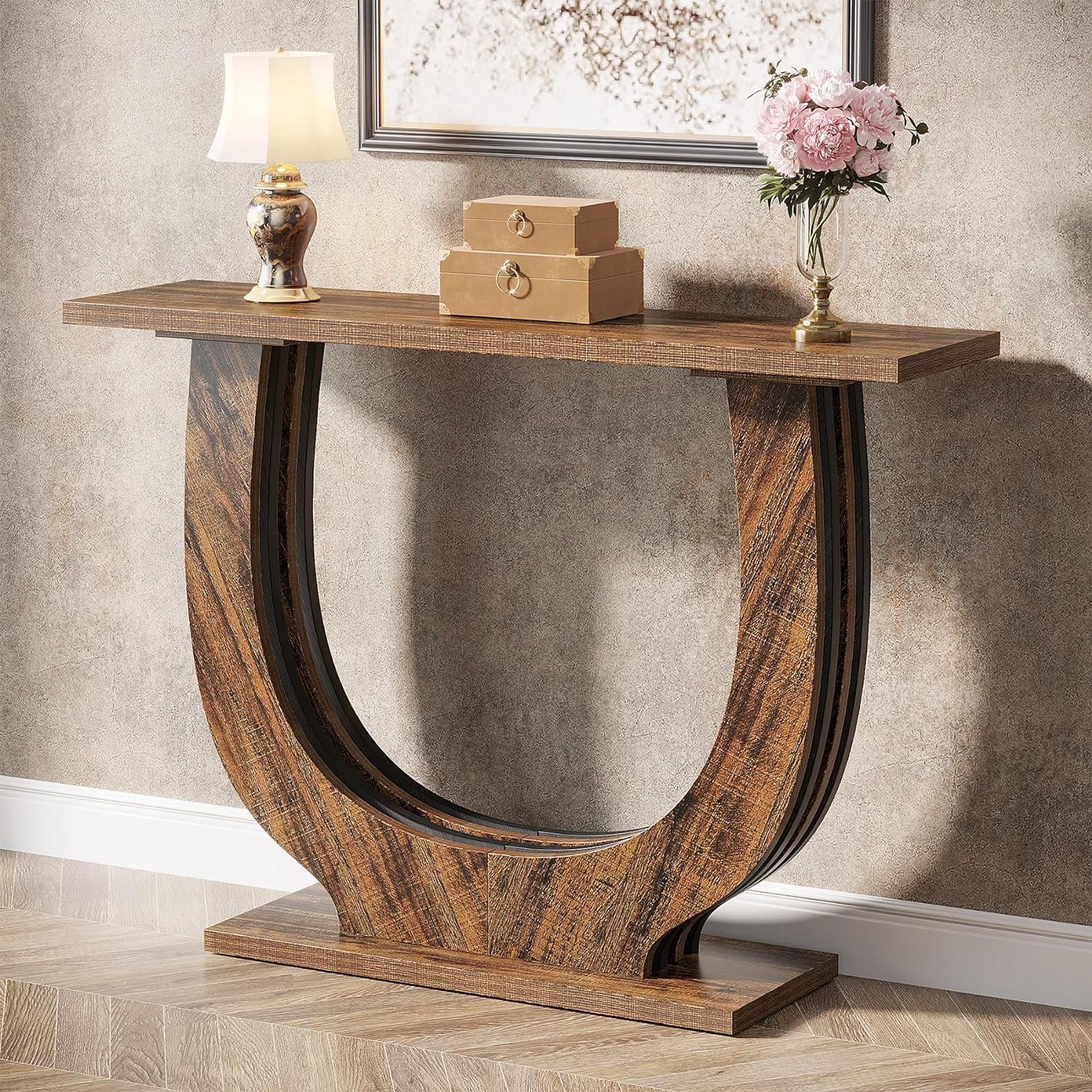 Tribesigns 41.34" Wood Entry Table with Sturdy Geometric Base, Narrow ...