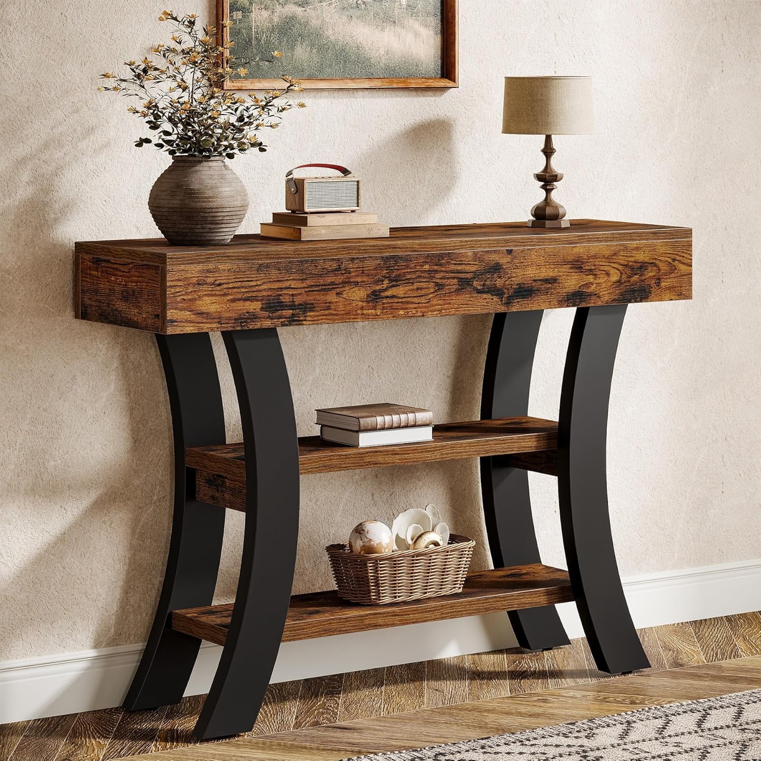 Tribesigns 41" Small Entryway Console Sofa Table with Storage Shelves ...