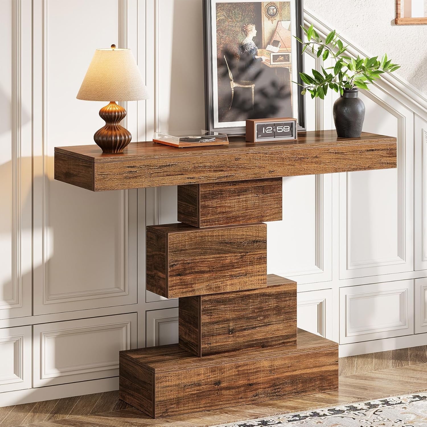 Tribesigns 42.5" Farmhouse Console Table, Wood Sofa Table for Living ...