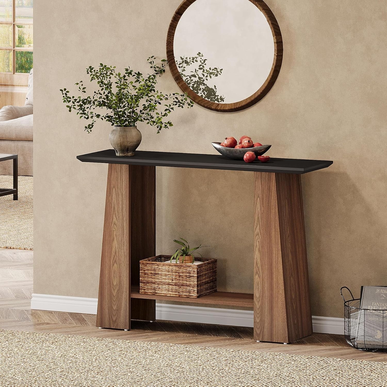 Tribesigns 47.24" Console Table for Entryway, Mid-Century 2-Tier Wood ...