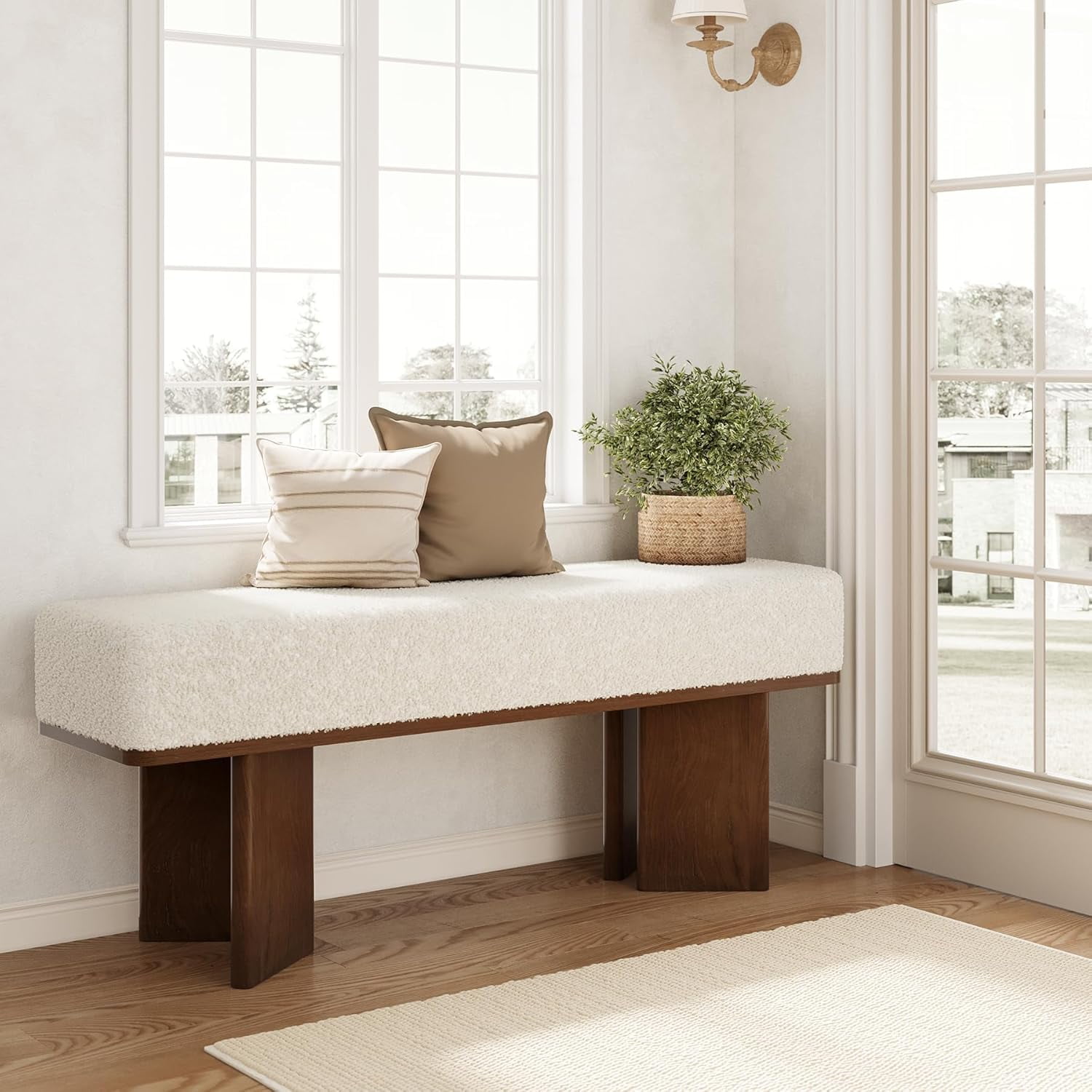 Tribesigns 47" Entryway Bench, Rectangle Shoe Bench with Cushion ...