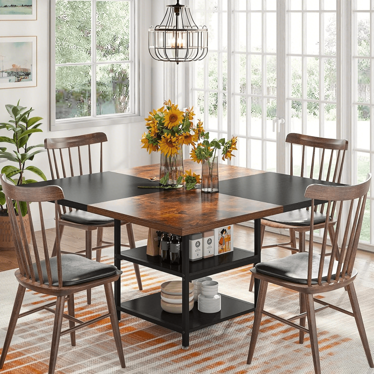 Tribesigns 47 Inch Dining Table for 4, Square Kitchen Dinner Table with ...