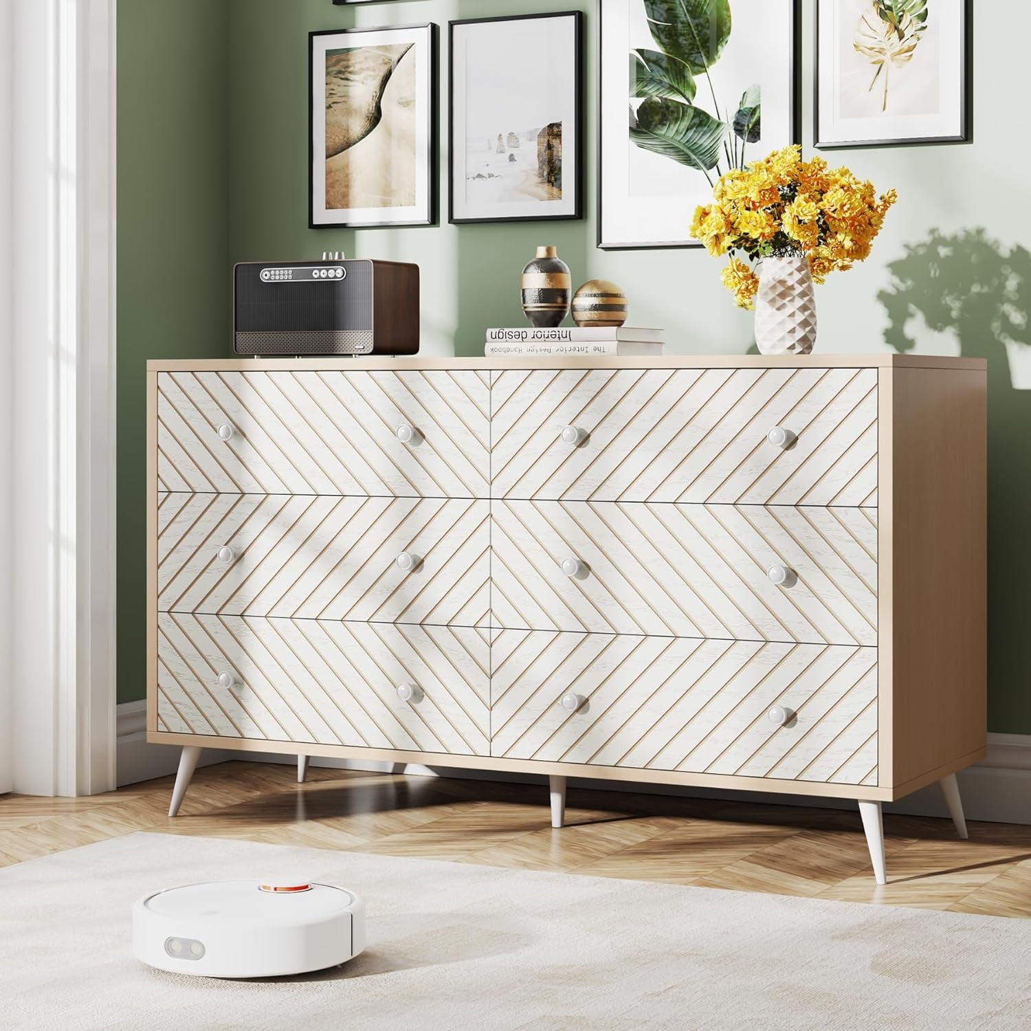 Tribesigns 47-Inch Dresser for Bedroom with 6 Drawers, Double Wide ...