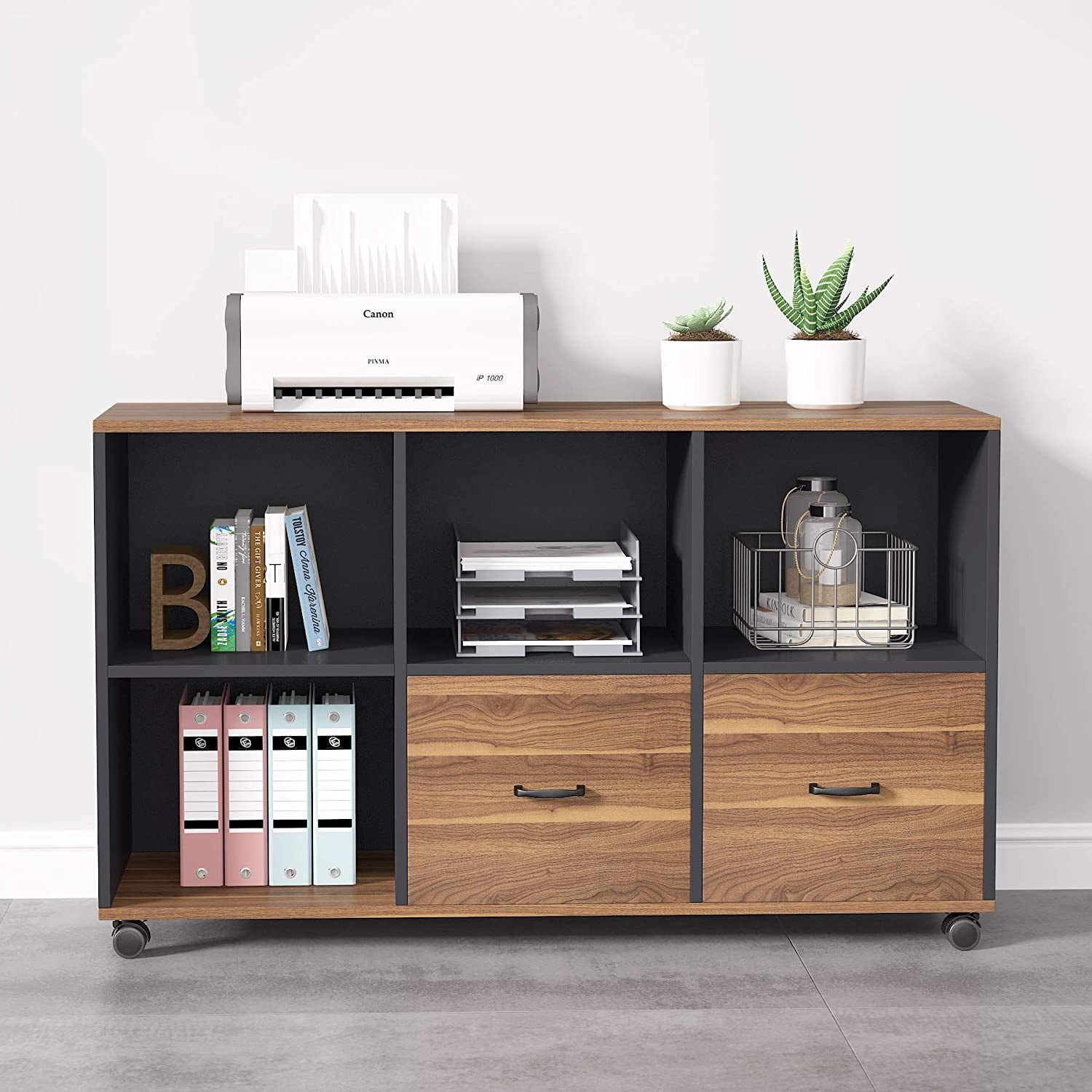 Tribesigns 47-Inch Lateral File Cabinets with 2 Drawers and 4 Storage ...