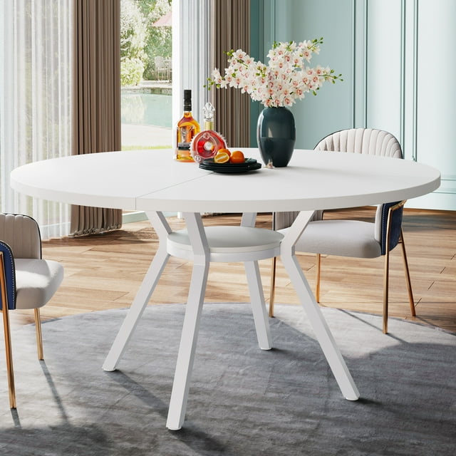 Tribesigns 47 Inch Round Dining Table, Modern Kitchen Table for 4 ...