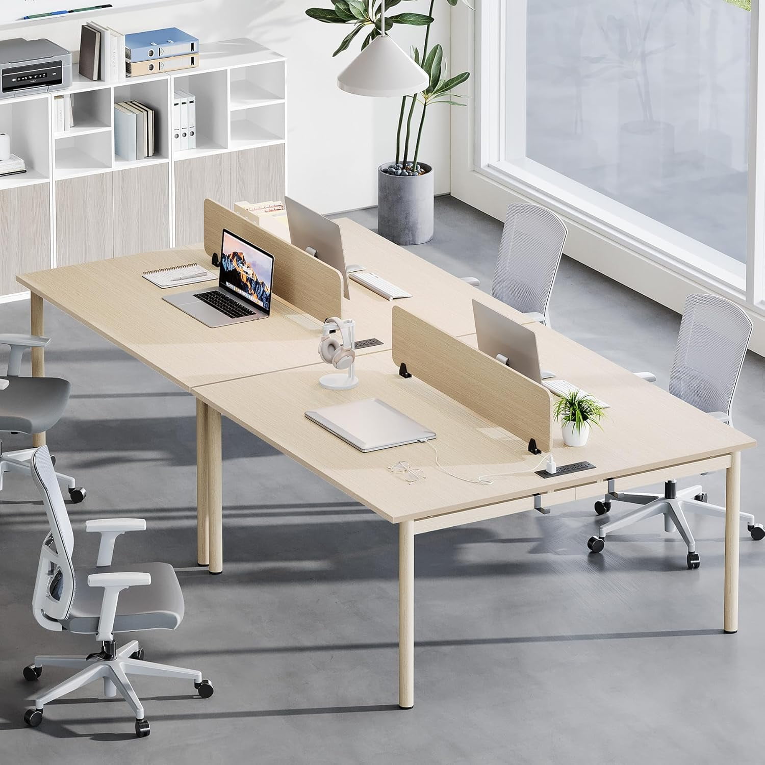 Tribesigns 47-Inch Two Person Desk with Partition, Modern Computer Desk ...