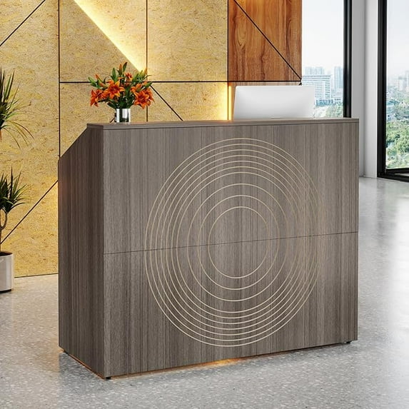 Tribesigns 47" Reception Desk，Modern Wood Front Desk Retail Counter for ...