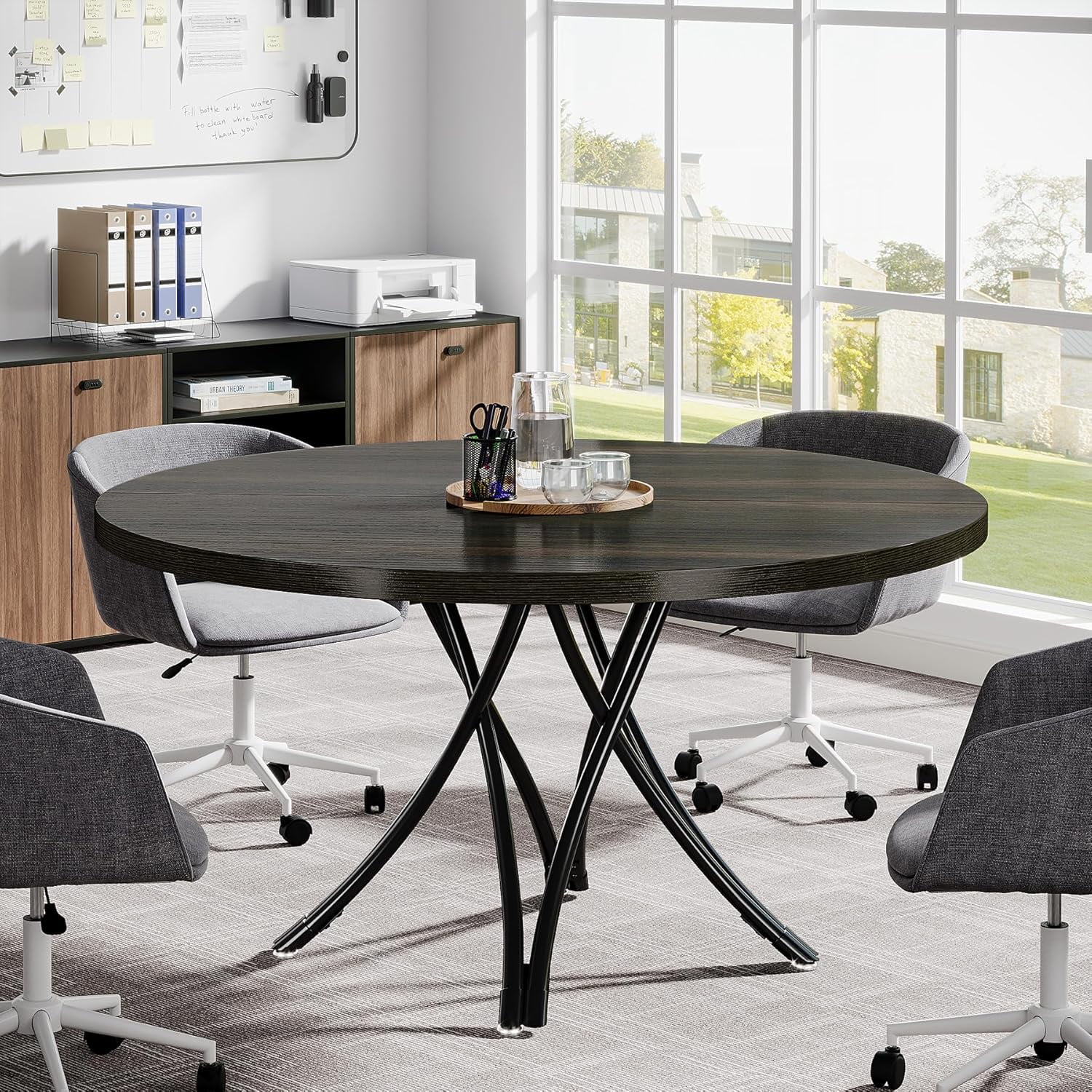 Tribesigns 47" Round Conference Table, Modern Business Meeting Table ...