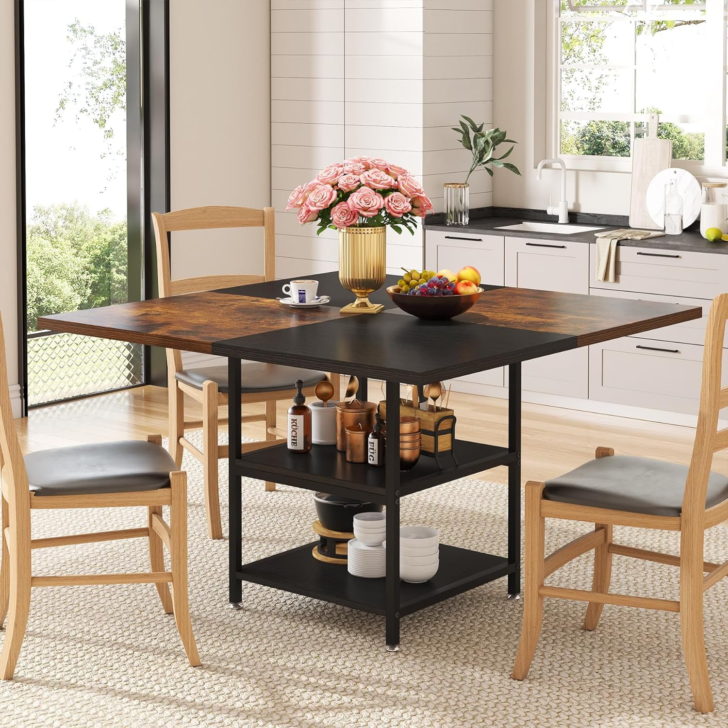 Tribesigns 47 inch Dining Table, 4 People Square Dinner Tables with ...