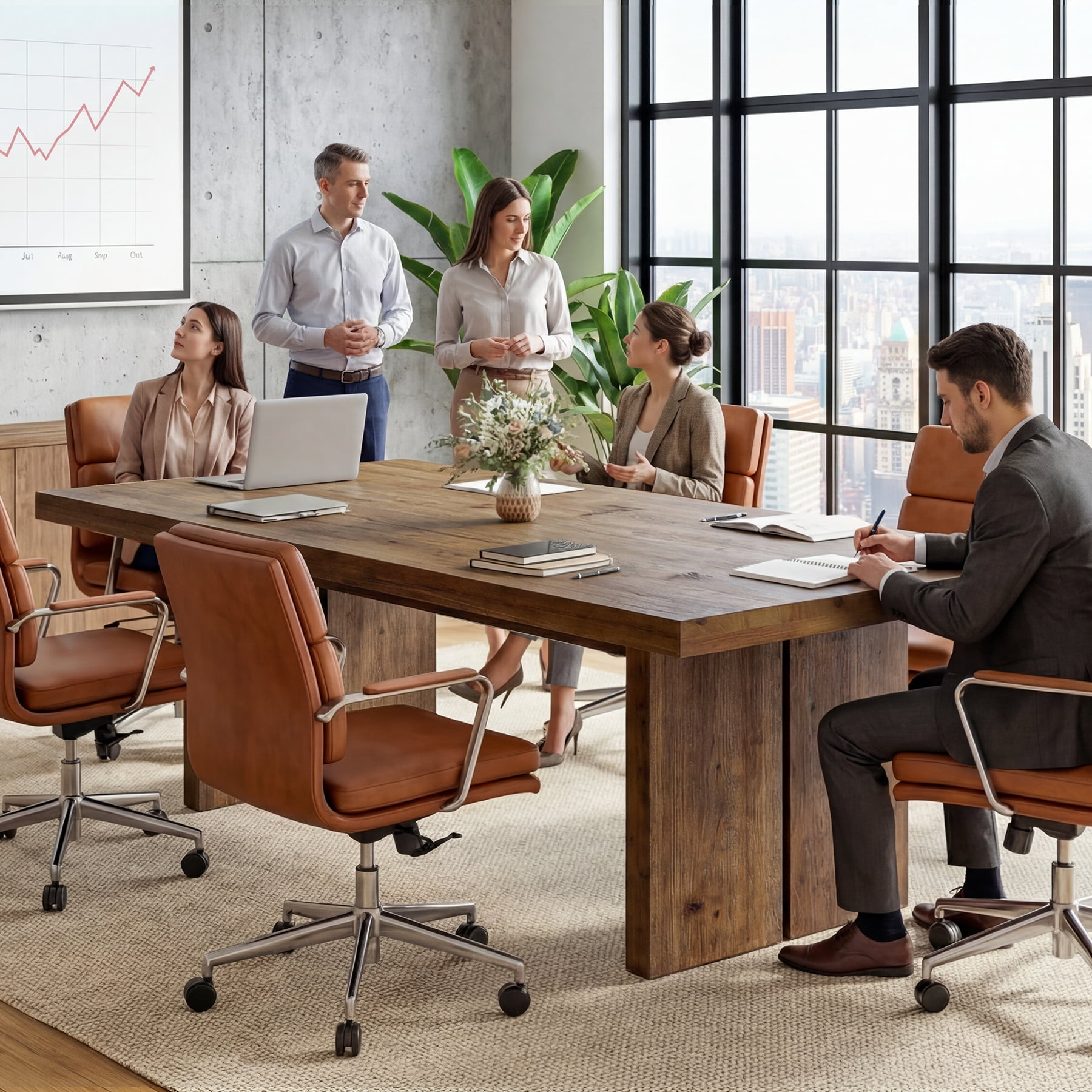 Tribesigns 5.24 ft Conference Table for 6 People, 63-Inch Solid Wood ...