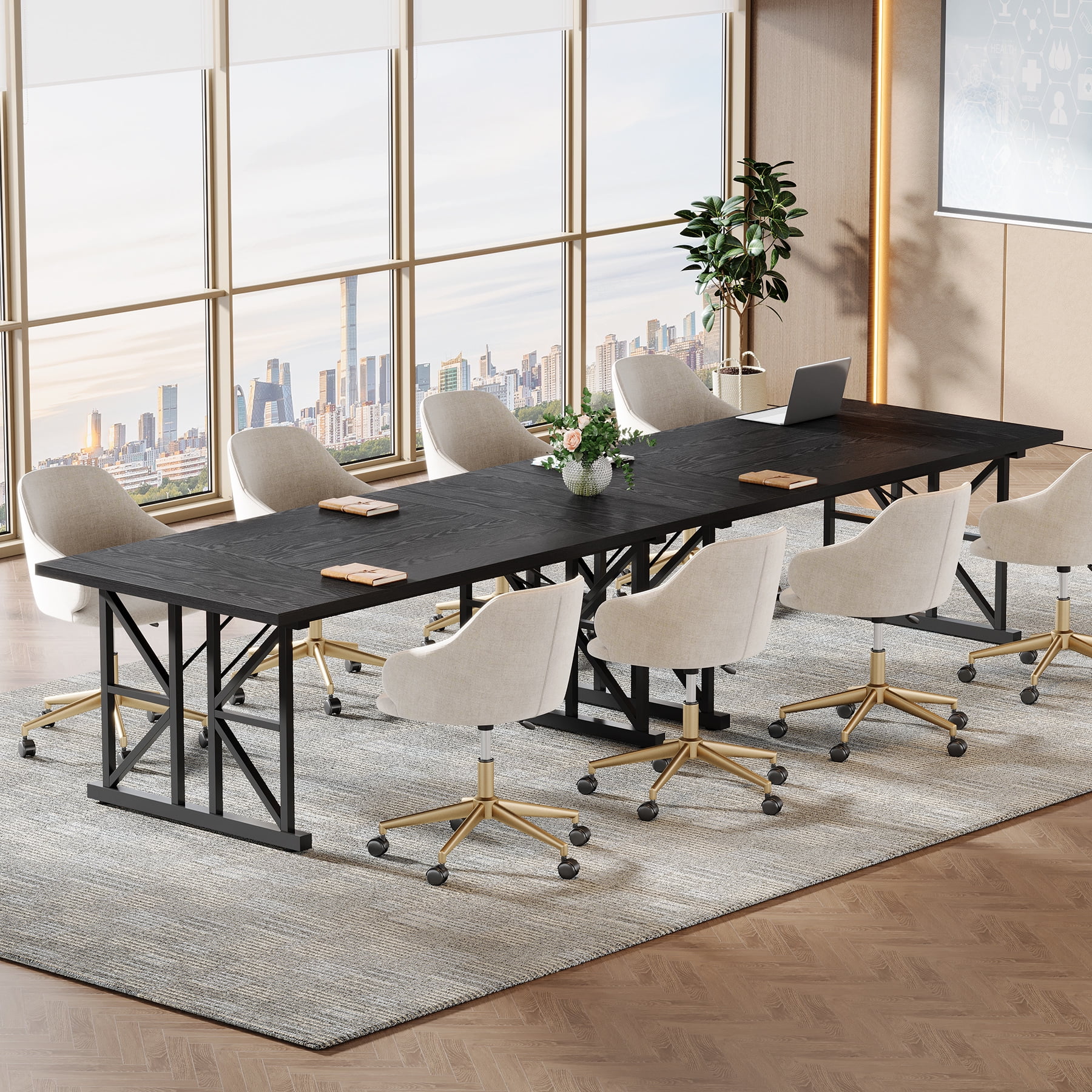Tribesigns 5.3 ft Conference Table for 4-6 People, 63-Inch Large Black ...