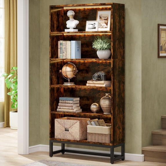 Tribesigns 5-Tier Bookcase with LED Lights, 70.8