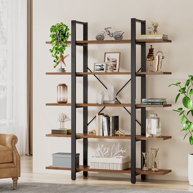 Tribesigns 5-Tier Open Back Decorative Bookshelf, Tall 72In Metal ...