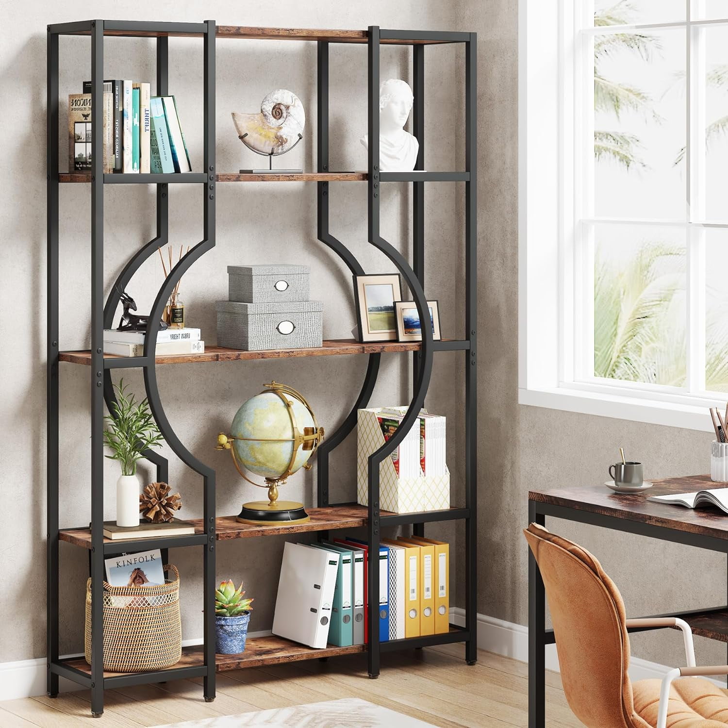 Tribesigns 5-Tier Bookshelf and Bookcase, Wooden Book Shelf with 12 ...