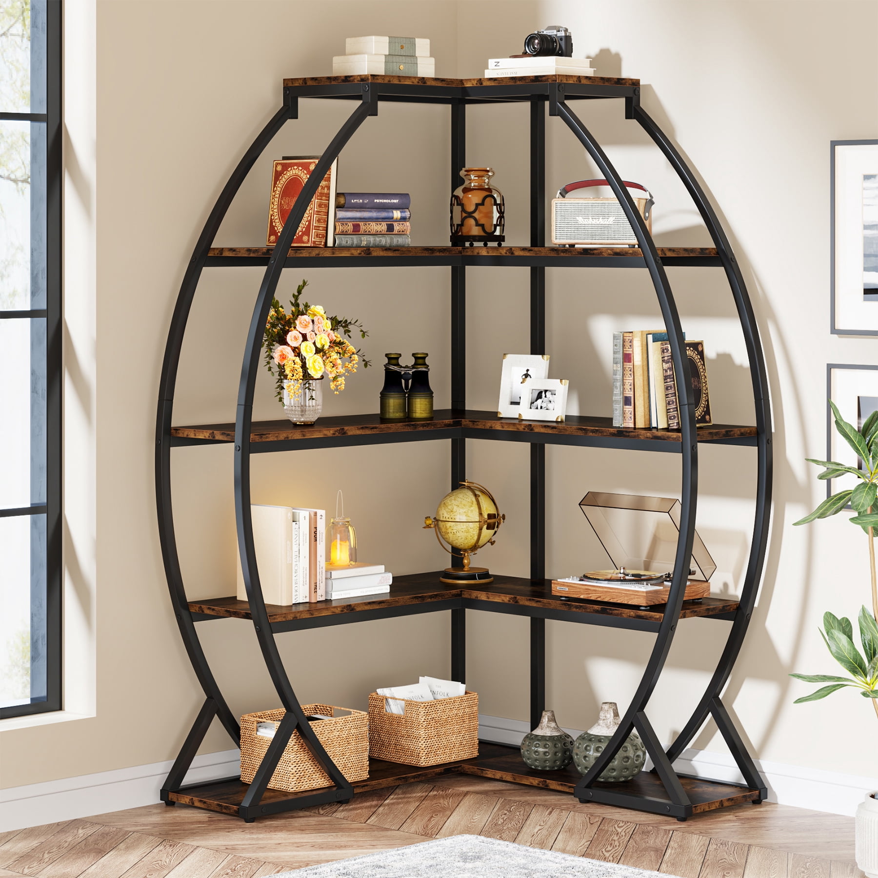 Tribesigns 5-Tier Corner Bookshelf, 69.29-Inch Tall Modern Corner ...