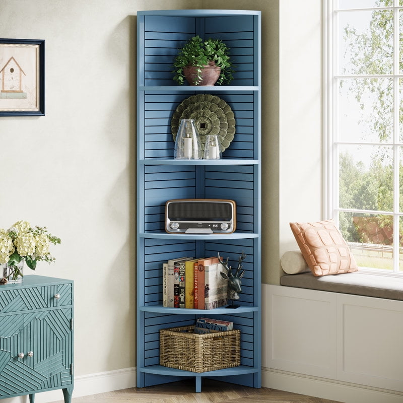 Tribesigns 5-Tier Corner Shelf, 70.87-Inch Tall Corner Bookshelf, Wood ...