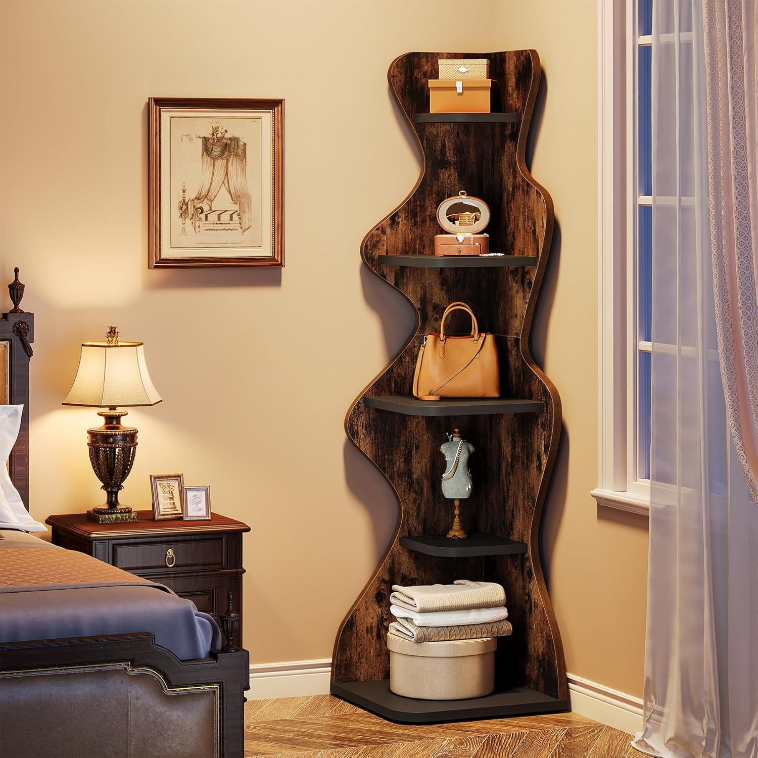 Tribesigns 5-Tier Corner Shelf, Freestanding Display/Storage Rack ...