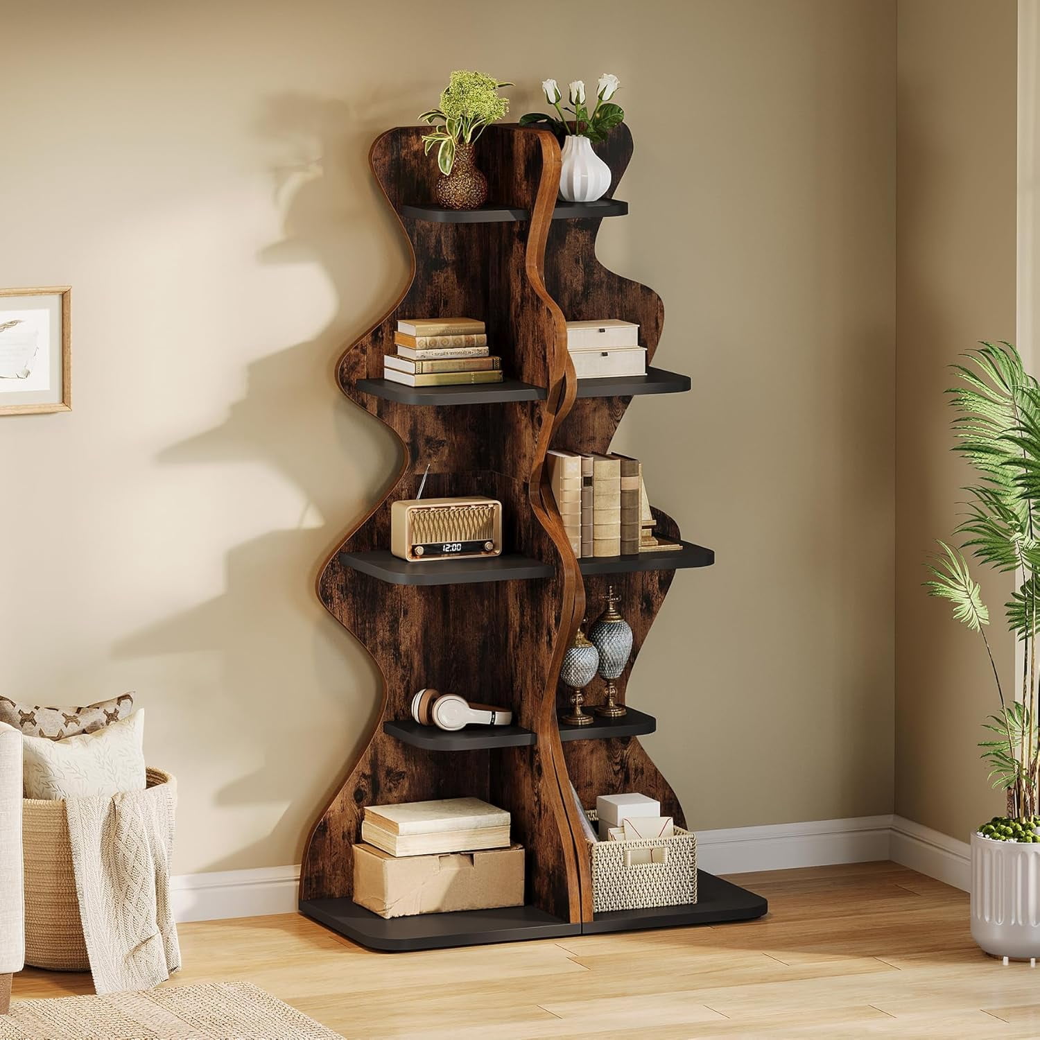 Tribesigns 5-Tier Corner Shelf Set of 2, Freestanding Display/Storage ...