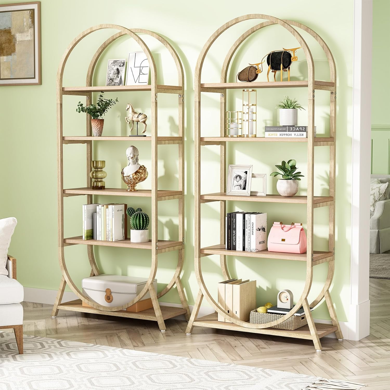 Tribesigns 5-Tier Open Bookshelf, 70.8" Tall Arched Bookcase, Modern ...