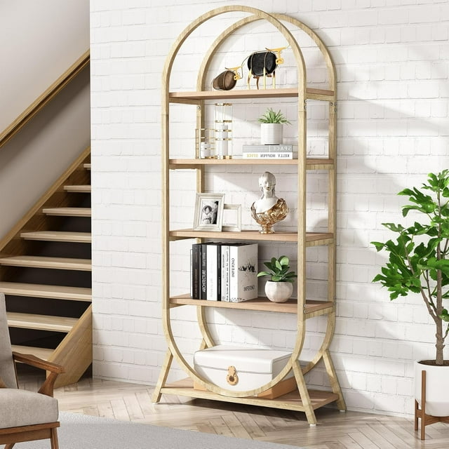 Tribesigns 5-Tier Open Bookshelf, 70.8" Tall Arched Bookcase, Modern ...
