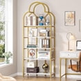 Tribesigns 5-Tier Arched Bookshelf, Decorative Metal & Wooden Bookcase ...