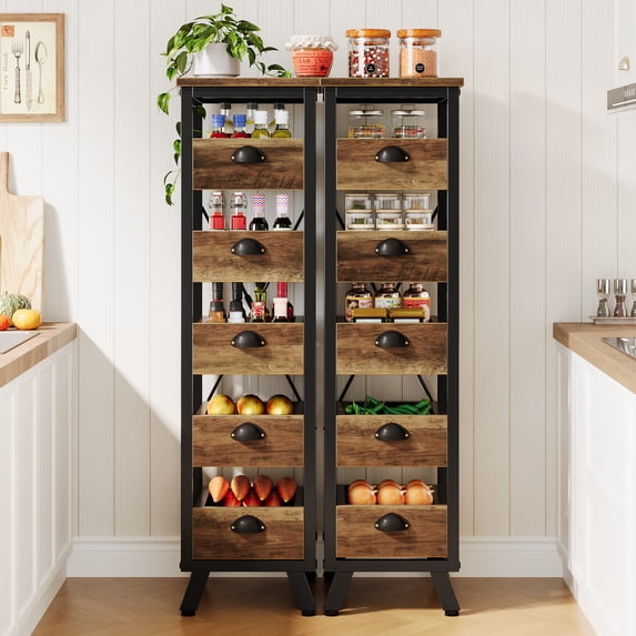 Tribesigns 5-Tier Wood Fruit and Vegetable Storage Rack, Fruit Basket ...