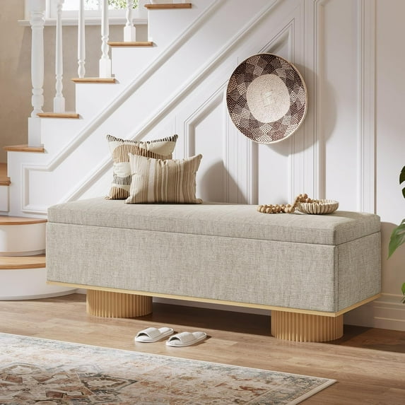 Tribesigns 50.39" Storage Bench with Padded Seat Cushion, Upholstered ...