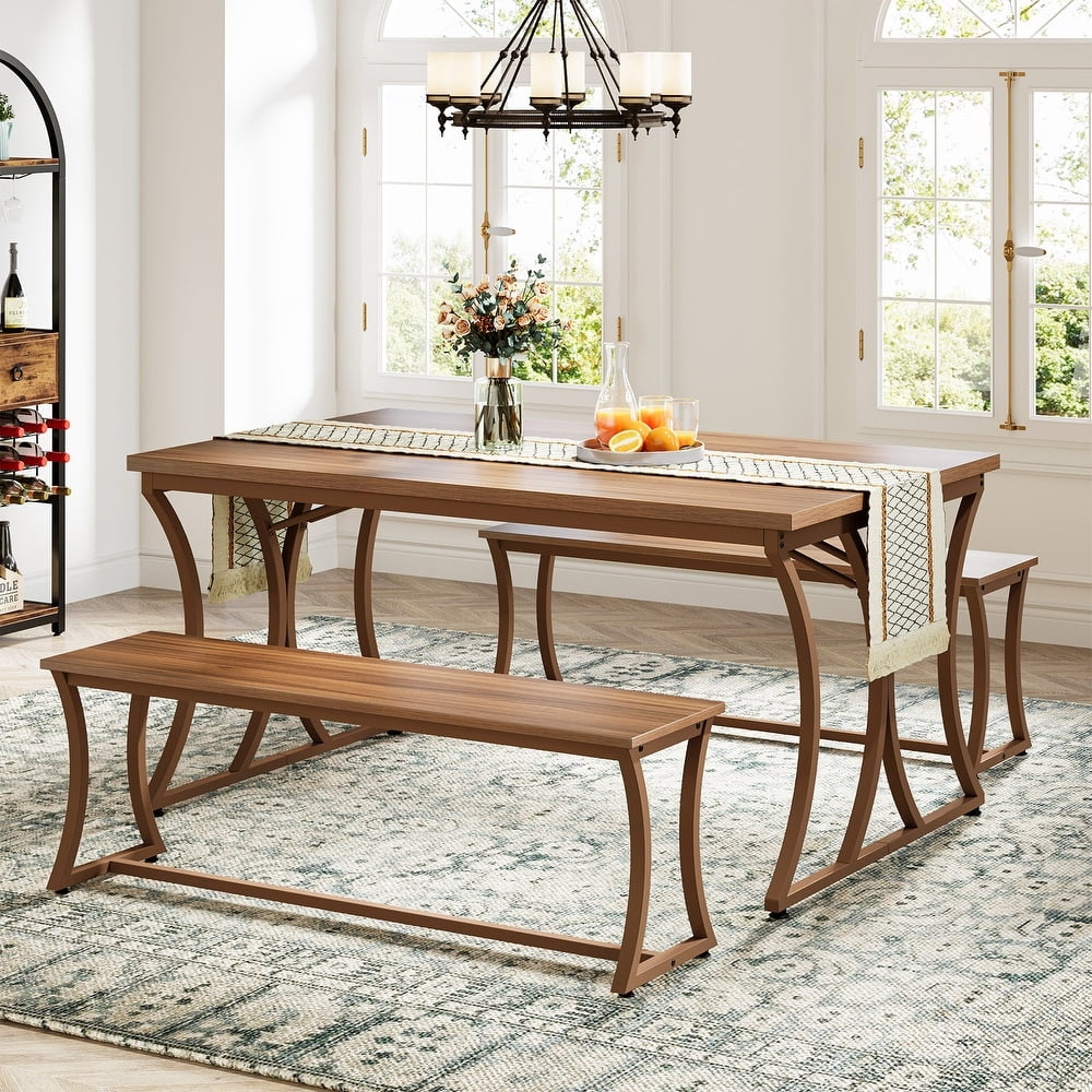 Tribesigns 51 Inch Rectangle Kitchen Dining Table with Bench Set for 4 ...
