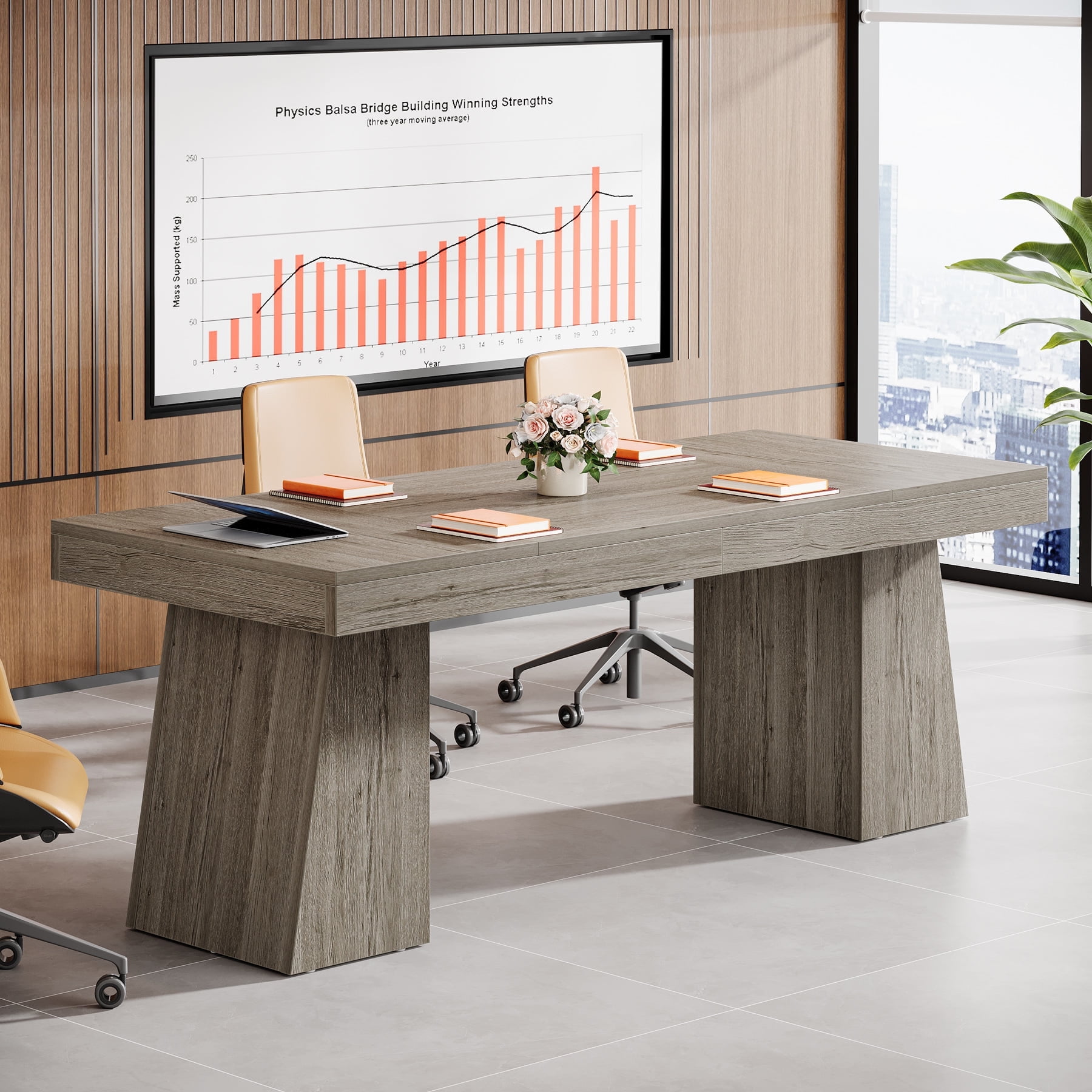 Tribesigns 55.1" Conference Table for 4-6 People, Modern Meeting Table ...