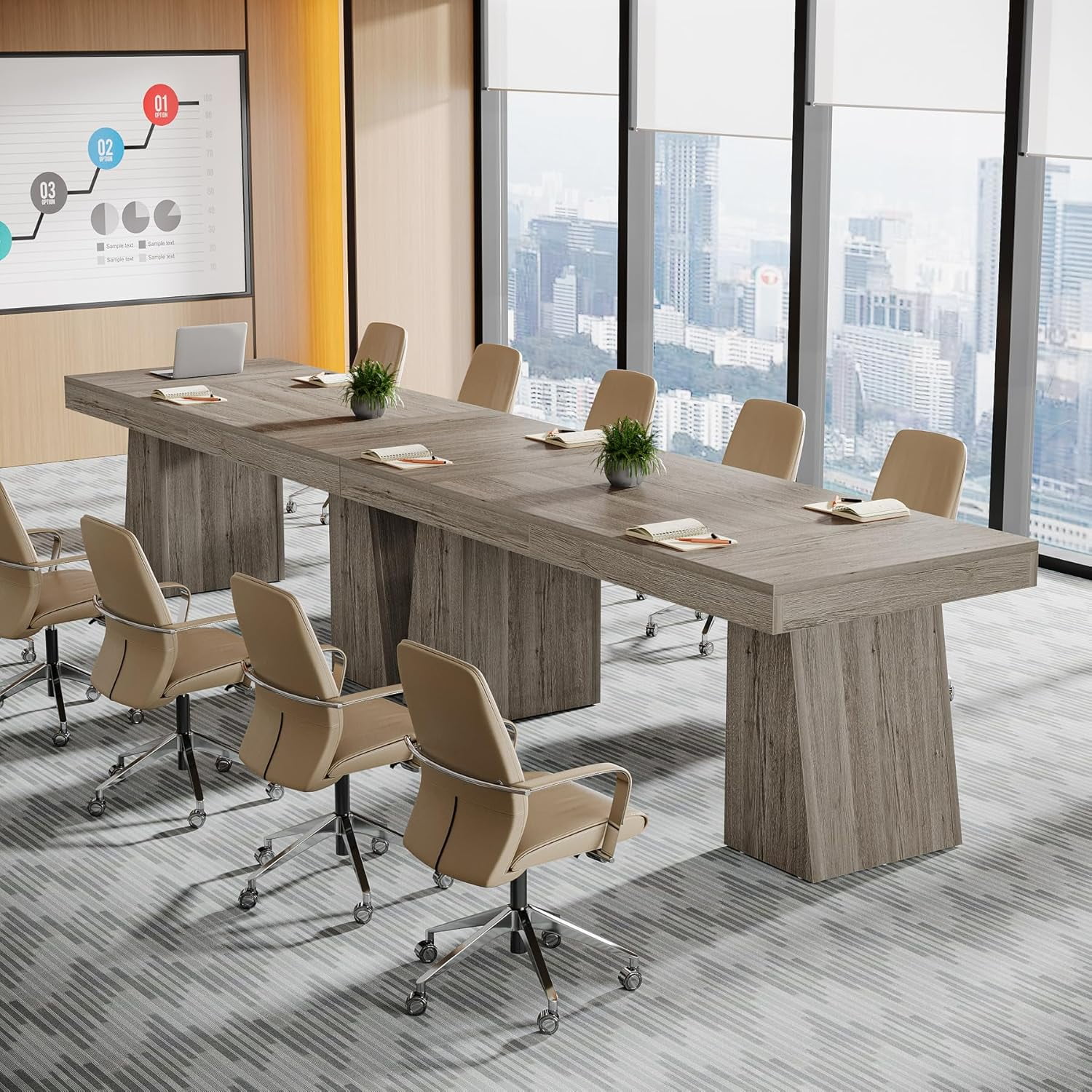Tribesigns 55.1" Modern Meeting Table for 4-6 People, Conference Table ...