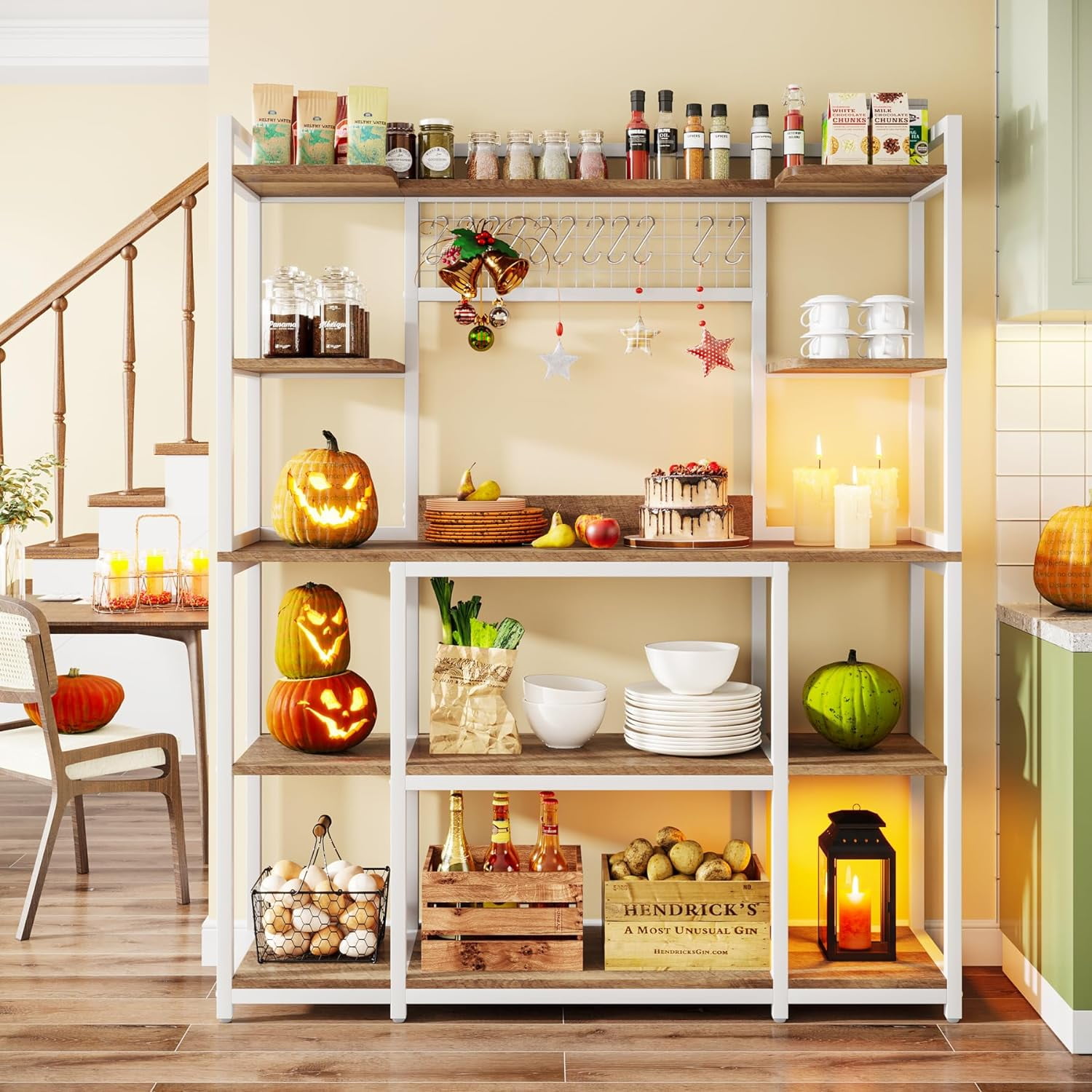 Tribesigns 55" Bakers Rack, Large Kitchen Hutch Microwave Stand with ...