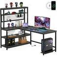 Tribesigns Industrial L Shape Desk Computer Desk with Wireless Charging ...