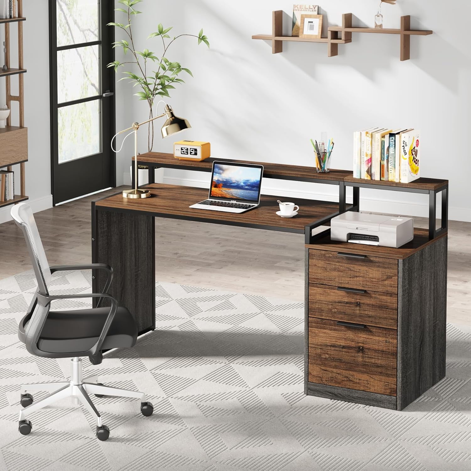 Tribesigns 55-Inch Computer Desk with 3 Drawers, Office Desk with ...