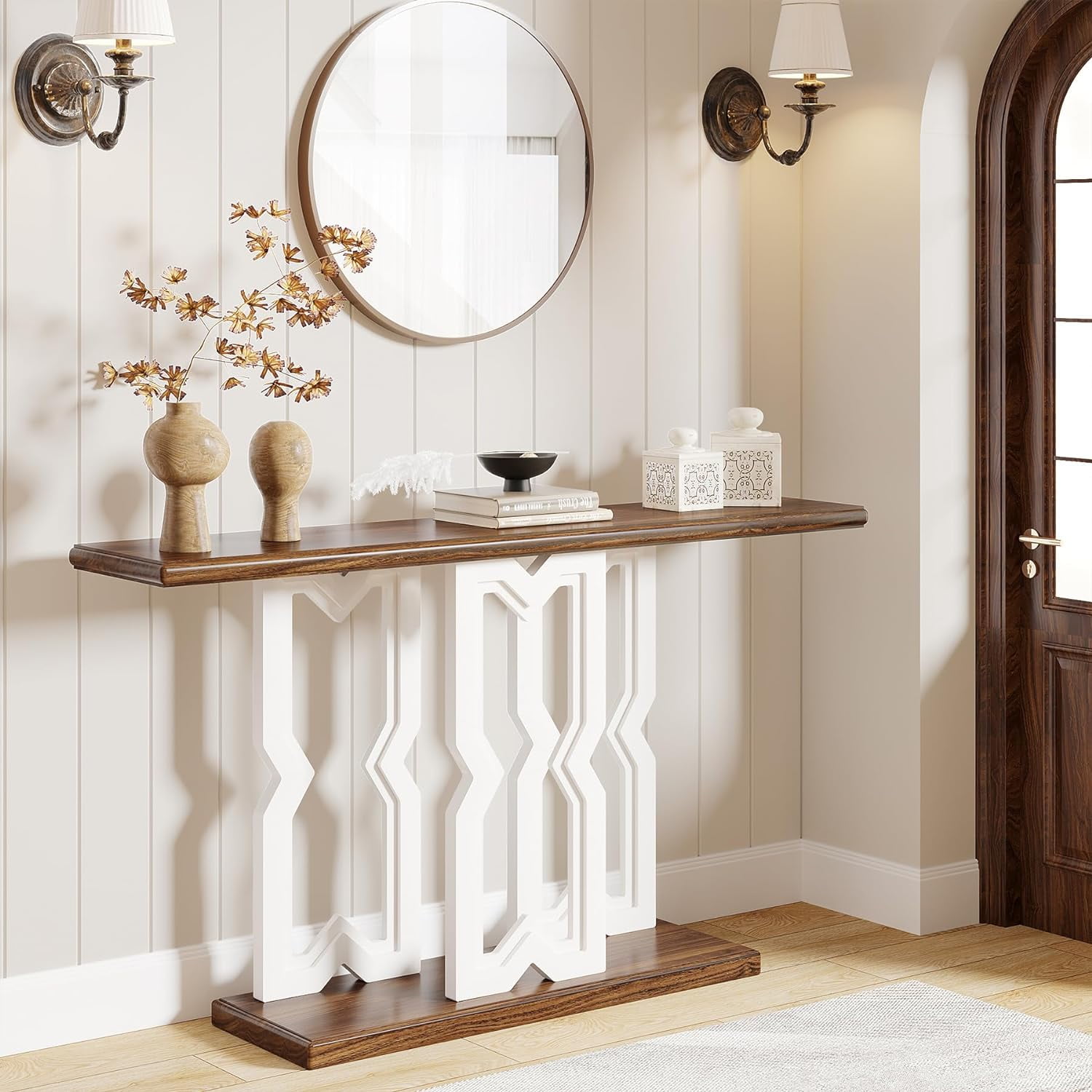 Tribesigns 55-Inch Console Table, Modern Sofa Table with Geometric ...