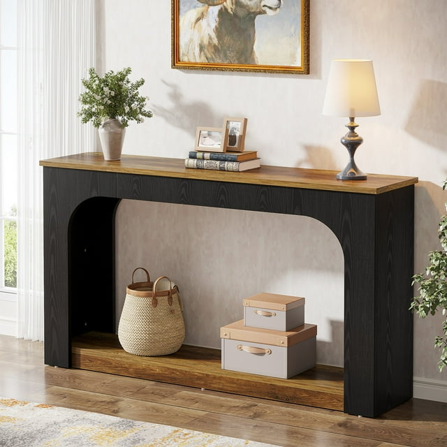 Tribesigns 55 Inch Console Table With LED Lights, 2 Tier Narrow Sofa ...
