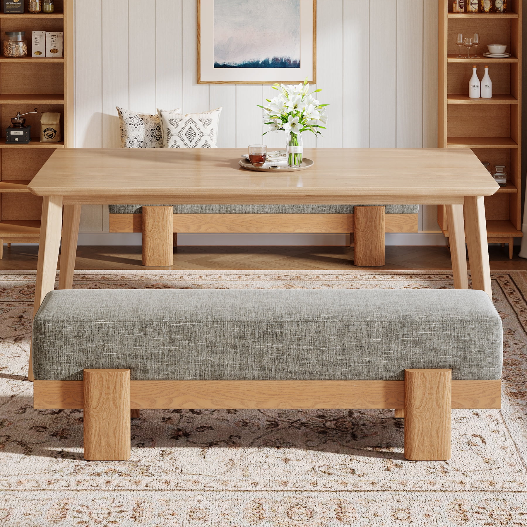 Tribesigns 55-Inch Dining Bench, Modern Upholstered Dining Bench with ...