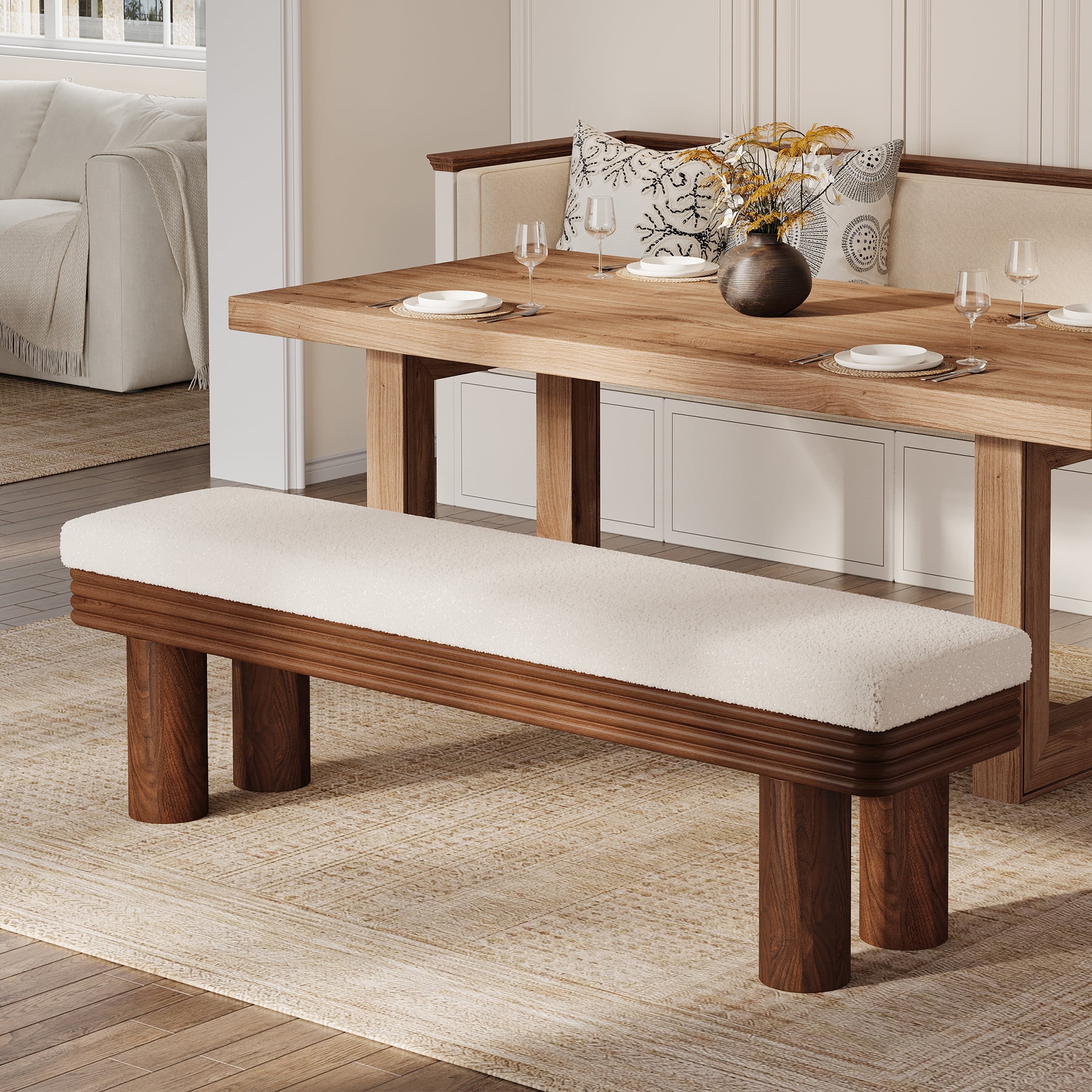 Tribesigns 55-Inch Dining Bench, Modern Upholstered Dining Bench with ...