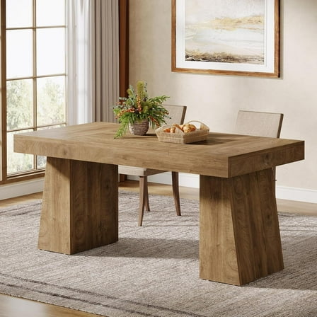 Tribesigns 63-Inch Dining Table for 6, Rustic Rectangular Wood Kitchen ...